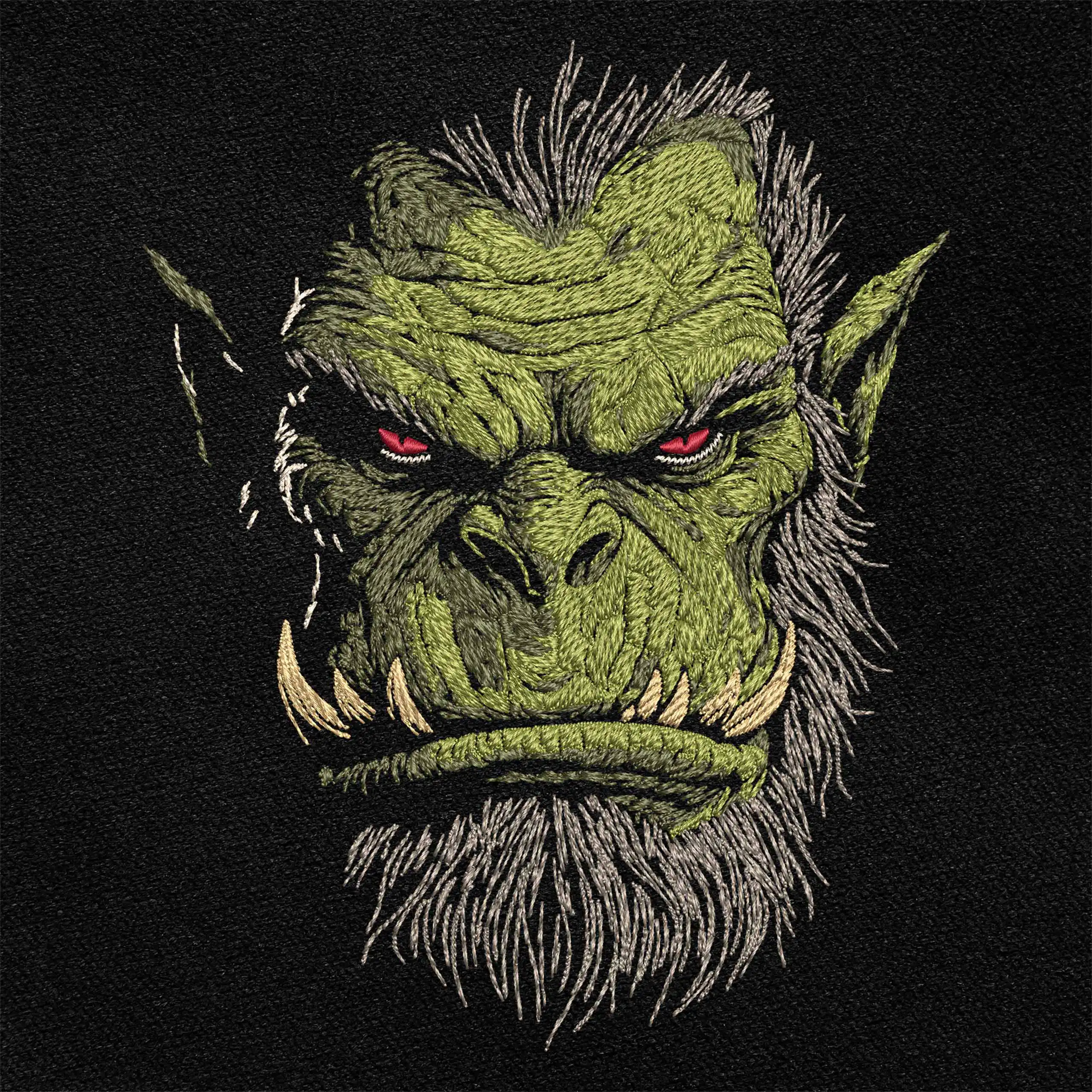 Orc Head Embroidery Design - Works on Dark Fabric | Commercial PES ...